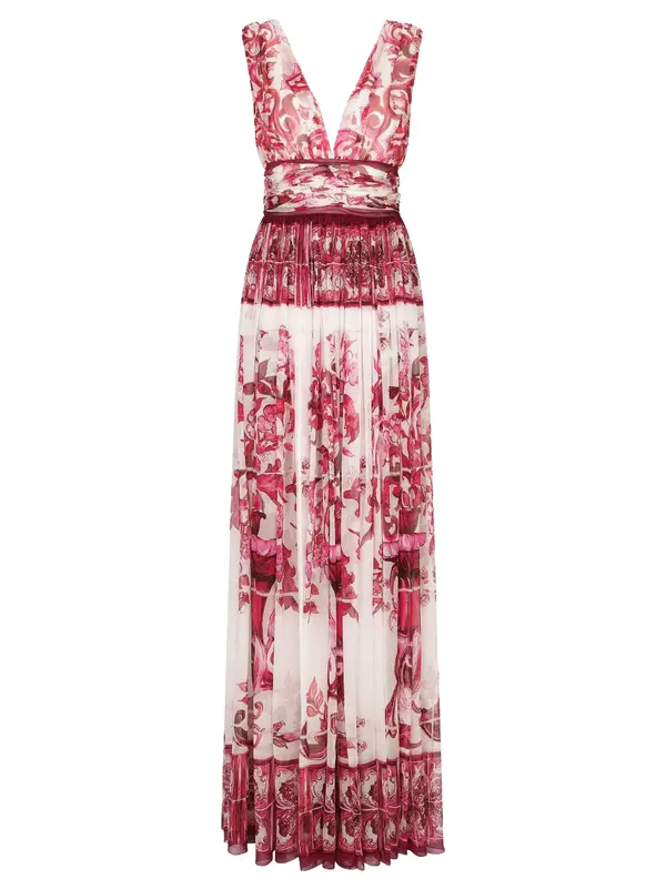 Dolce & Gabbana Majolica-print Maxi Dress - Red