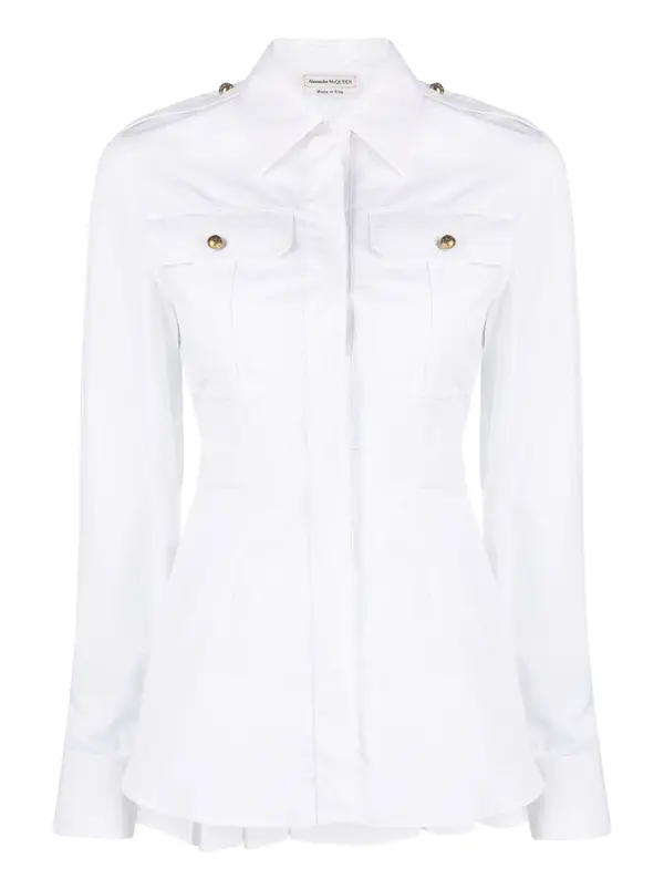 Alexander McQueen Box-pleat Cotton Shirt - White