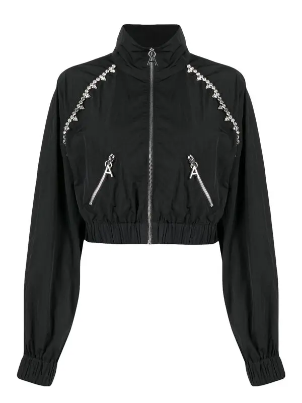 AREA Crystal-embellished Zip-up Jacket - Black