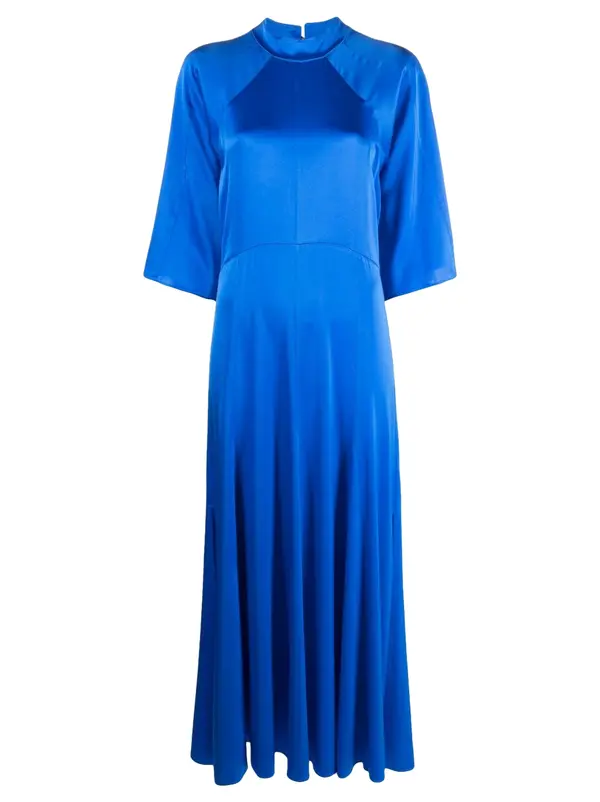 FORTE_FORTE Raglan-sleeved Silk Dress - Blue