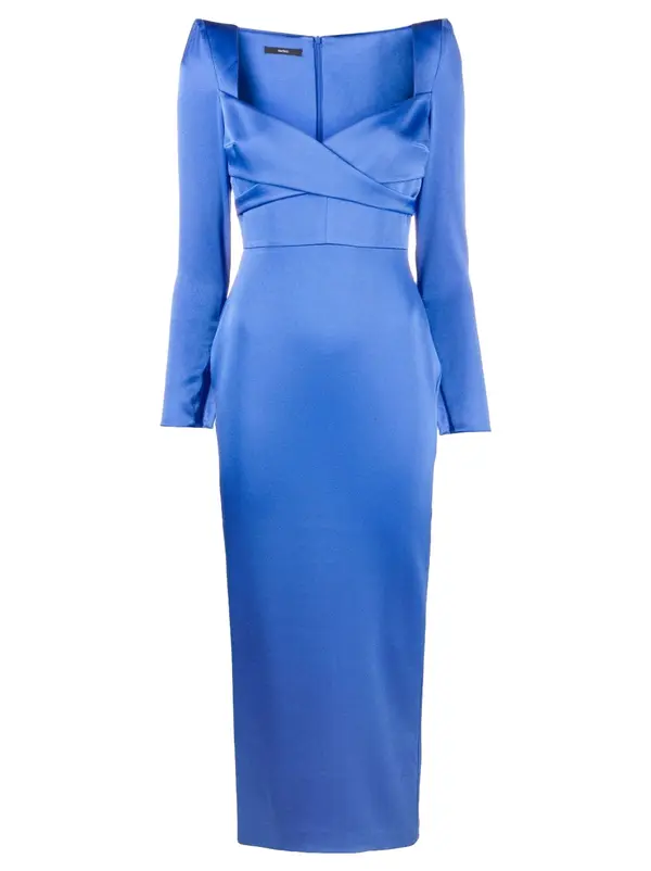 Alex Perry Linden Satin Midi Dress - Blue