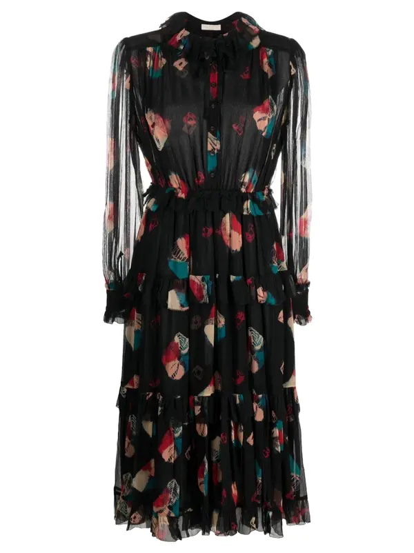 Ulla Johnson Reina Chiffon Midi Dress - Black