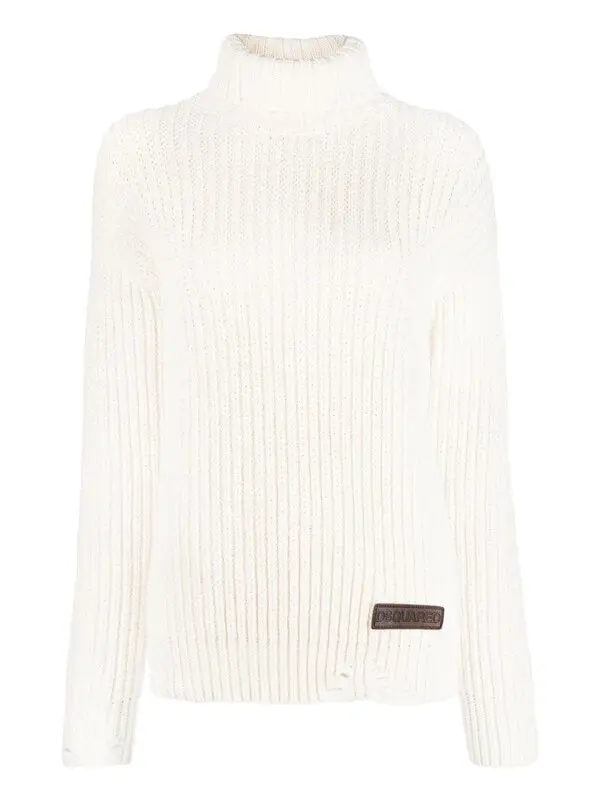 Dsquared2 Distressed Roll-neck Jumper - Neutrals