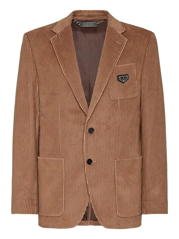 Philipp Plein Single-breasted Corduroy Blazer - Brown