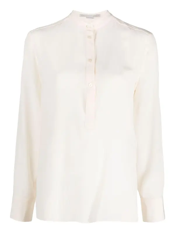 Stella McCartney Band-collar Silk Blouse - Neutrals