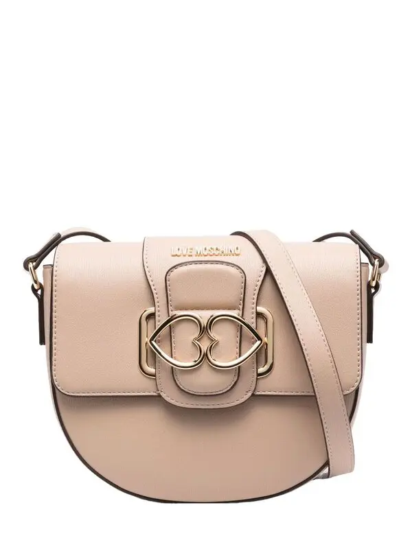 Moschino Heart Plaque Crossbody Bag - Neutrals