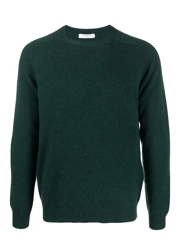 Boglioli Ribbed Trim Cashmere Jumper - Green