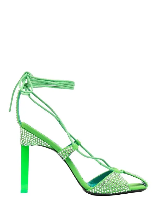 Attico Adele 105mm Rhinestone Embellished Sandals - Green