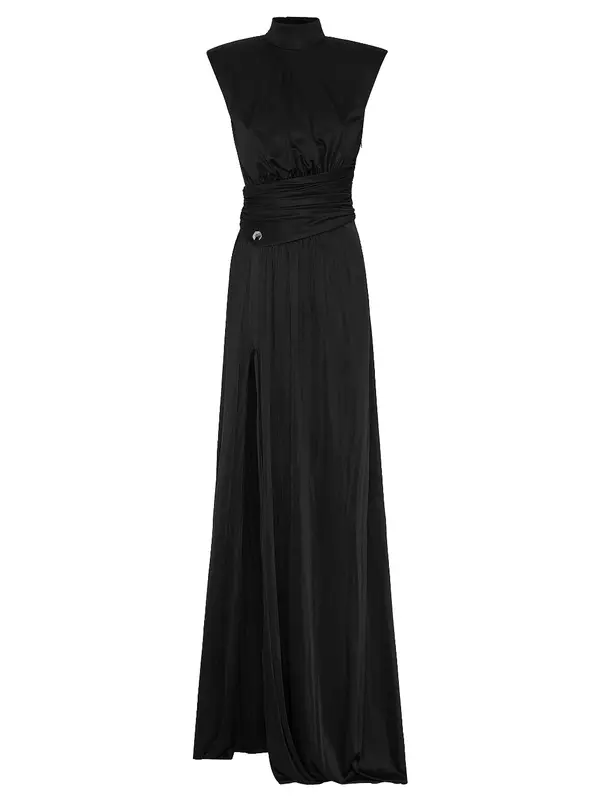 Philipp Plein Pleat-detail Sleeveless Long Dress - Black