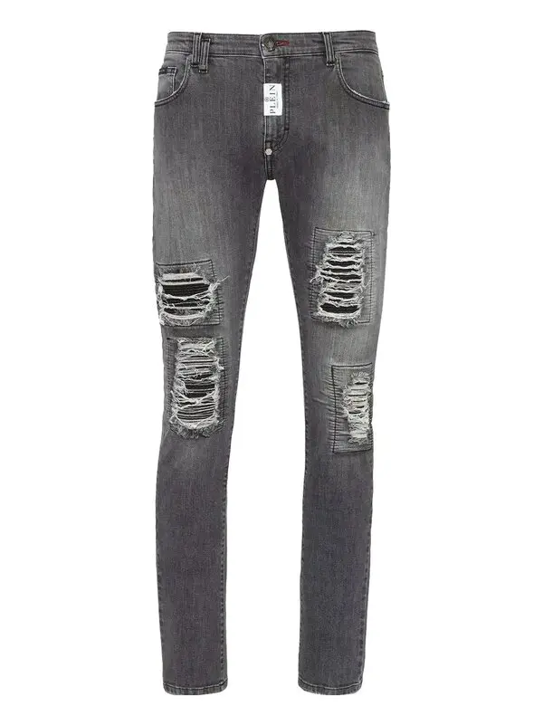 Philipp Plein Rock Star Mid-rise Slim-fit Jeans - Grey