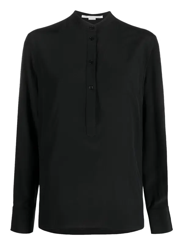 Stella McCartney Band-collar Silk Blouse - Black