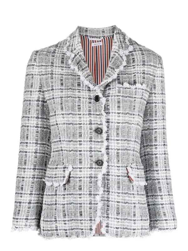 Thom Browne Crochet-trim Single-breasted Blazer - Grey