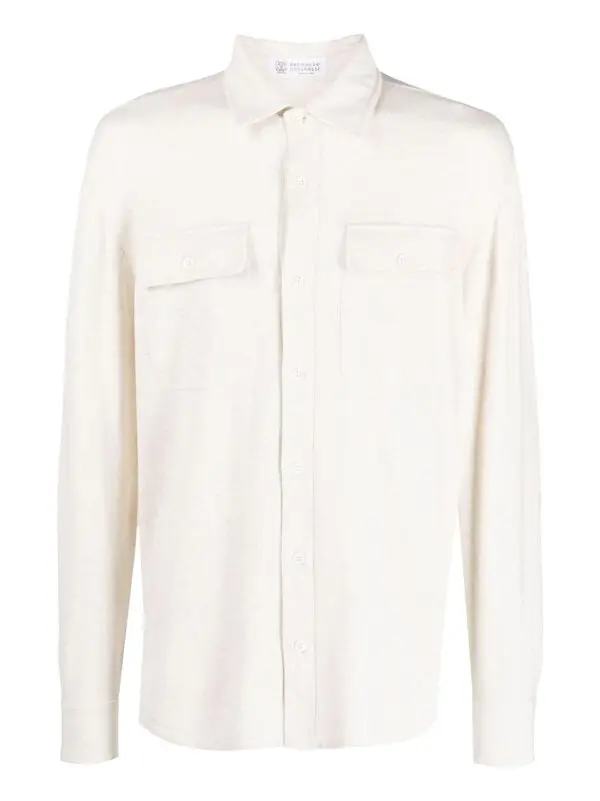Brunello Cucinelli Long-sleeve Cotton Shirt - Neutrals