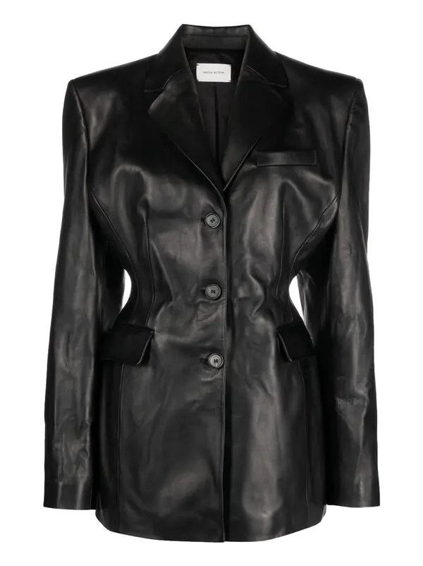 Magda Butrym Single-breasted Leather Jacket - Black