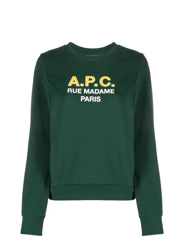 A.p.c. Madame Logo-print Cotton Sweatshirt - Green