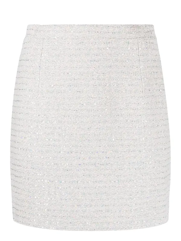 Alessandra Rich Sequin-embellished Tweed Miniskirt - Blue