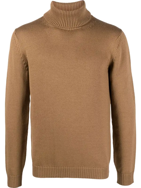 NUUR High-neck Merino Wool Jumper - Brown