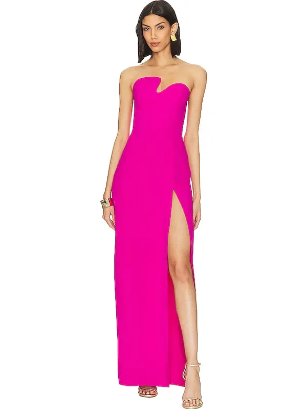 Amanda Uprichard Strapless Puzzle Gown - Dark Hot Pink