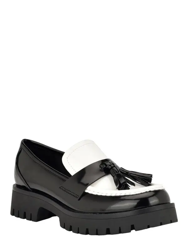 Nine West Garry Platform Tassel Loafer - Black/white