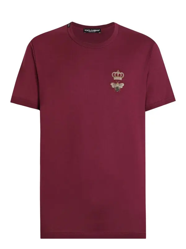 Dolce & Gabbana Cotton T-shirt With Embroidery - Bordeaux