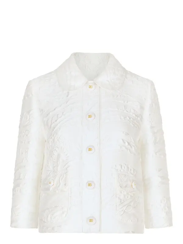 Dolce & Gabbana Brocade Jacket With Dg Buttons - White