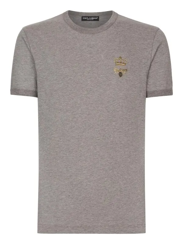Dolce & Gabbana Cotton T-shirt With Embroidery - Grey