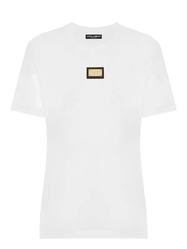 Dolce & Gabbana Cotton Jersey T-shirt With Logo Tag - White
