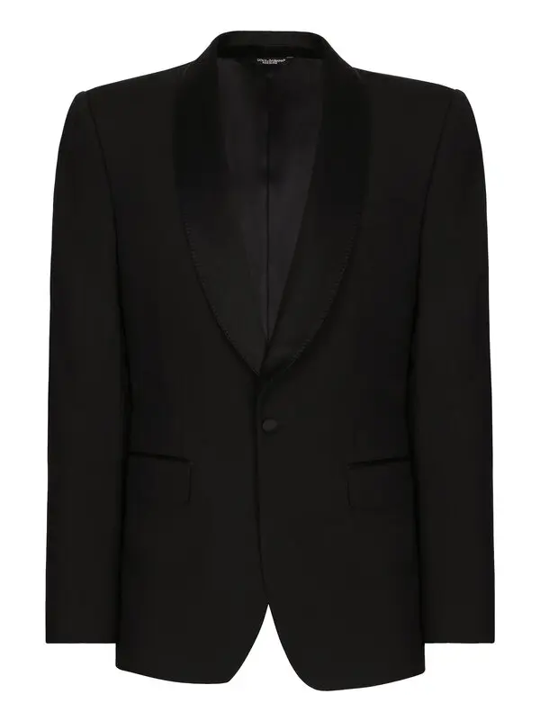 Dolce & Gabbana Single-breasted Stretch Wool Sicilia-fit Tuxedo Jacket - Black