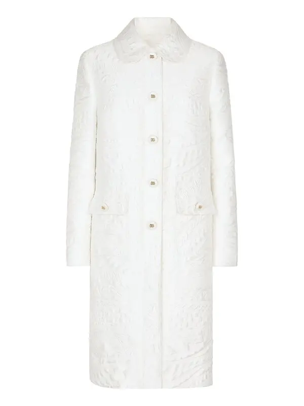Dolce & Gabbana Brocade Coat With Dg Buttons - White