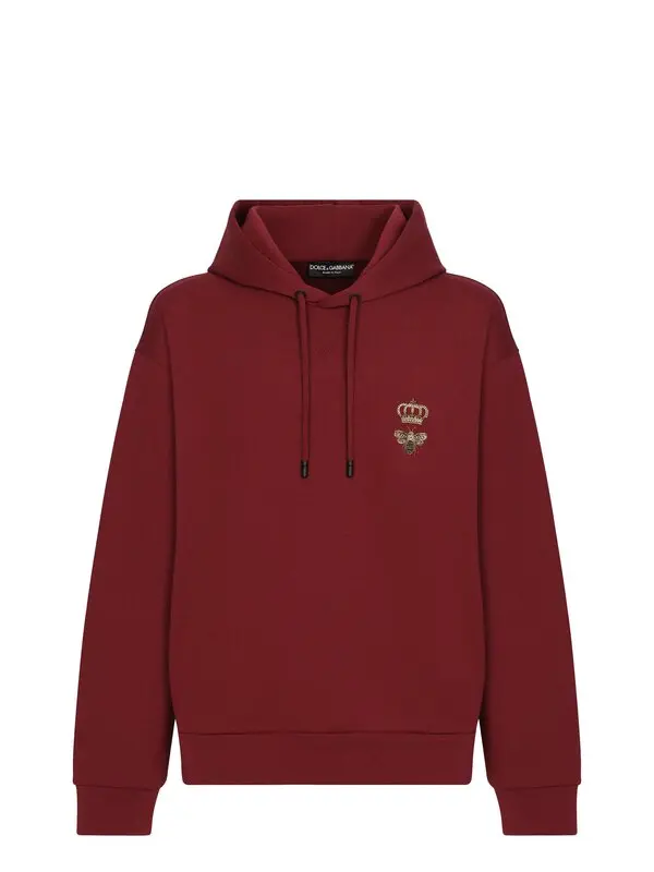 Dolce & Gabbana Cotton Jersey Hoodie With Embroidery - Bordeaux