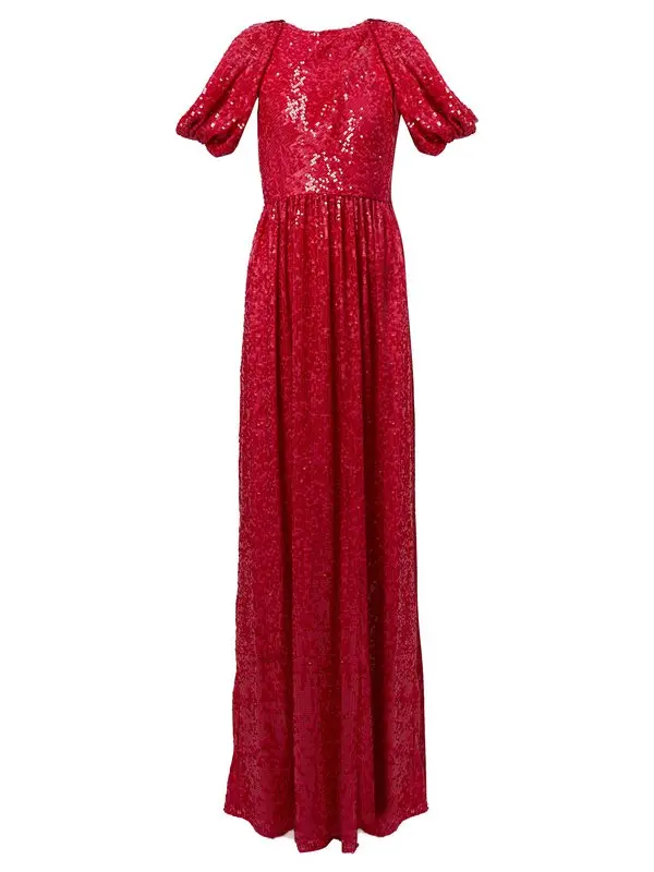 Erdem Sequin-embellished Shoulder Draped Gown - Pink