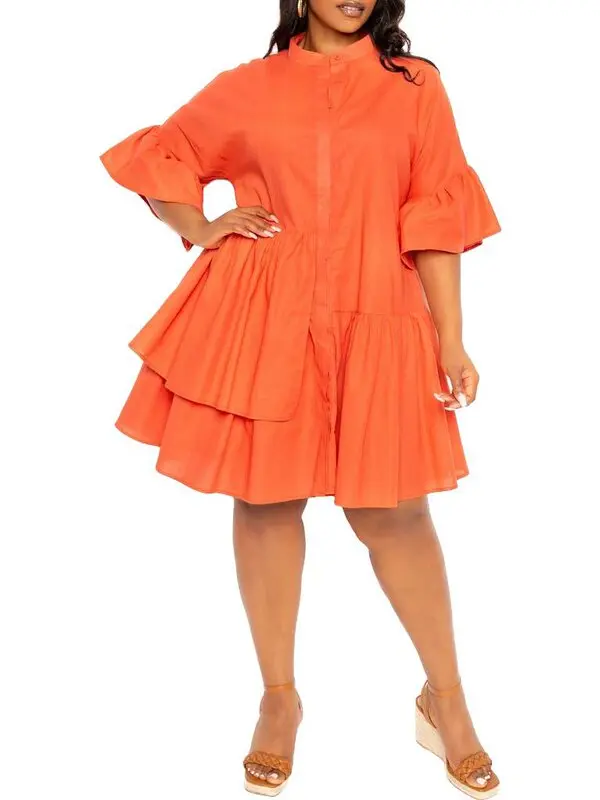 BUXOM COUTURE Flutter Sleeve Shift Dress - Apricot