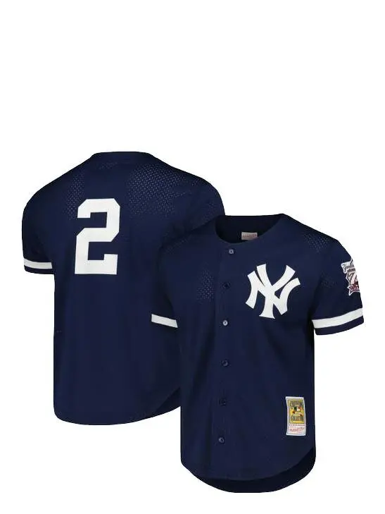 Mitchell & Ness Derek Jeter New York Yankees Cooperstown Collection Mesh Batting Practice Button-up Jersey - Navy