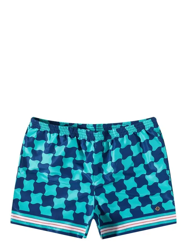 Casablanca Pool Tile Check Swim Shorts - Blue/green