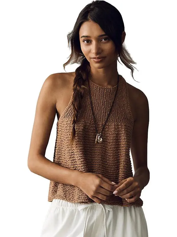 PILCRO Swing Sweater Tank Top - True Camel