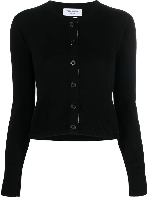 Thom Browne Cashmere Crew Neck Cardigan - Black