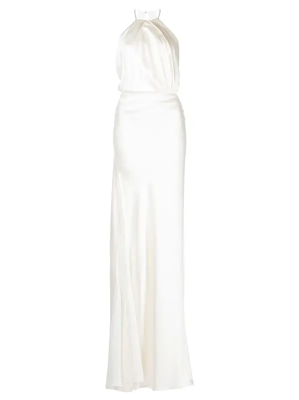 Michelle Mason Pleated-detail Gown - White