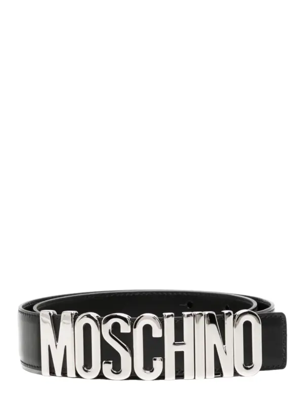 Moschino Lettering Leather Loafers - Black