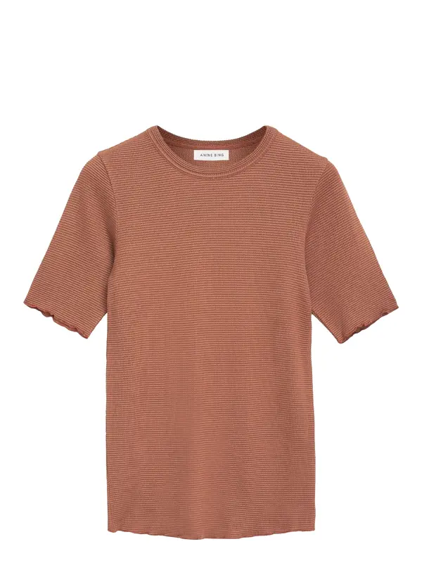 ANINE BING Caitlyn Crepe-textured T-shirt - Brown