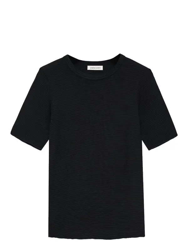 ANINE BING Caitlyn Crepe-textured T-shirt - Black