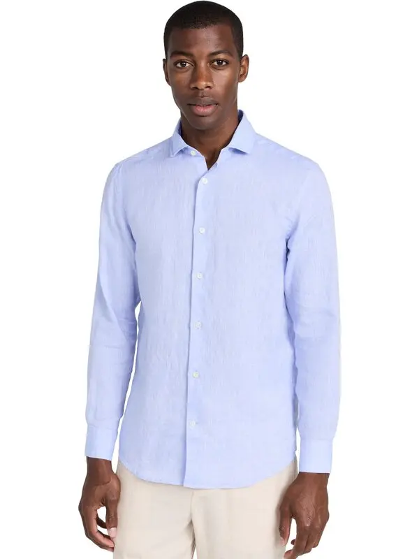 Frescobol Carioca Antonio Linen Shirt - Baby Blue
