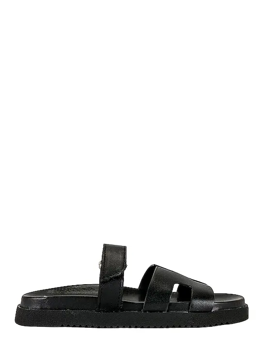Steve Madden Mayven Slides - Black Leather