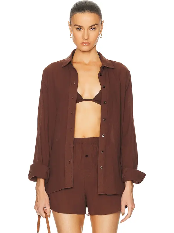 Eterne Jolene Button Down Top - Chocolate