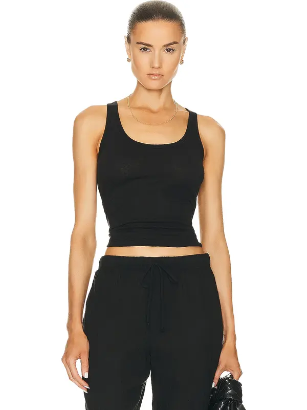 LESET Laura Scoop Neck Tank Top - Black
