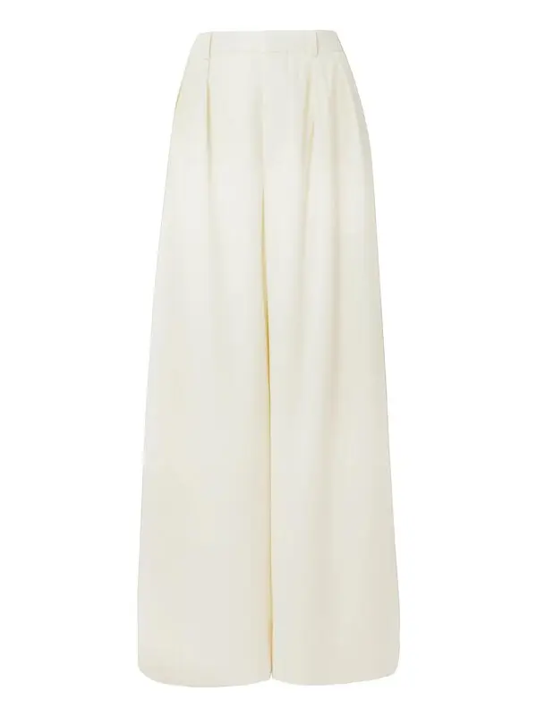 Wardrobe.NYC Pleated Grain De Poudre Wool Wide-leg Pants - Off-white