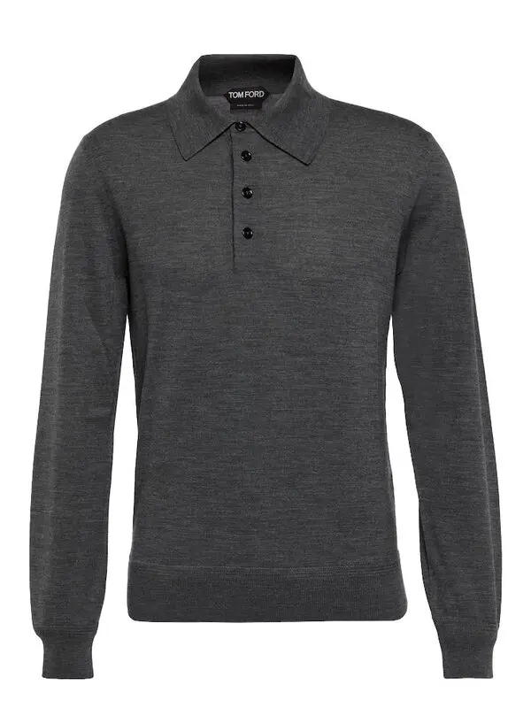 TOM FORD Wool Polo Shirt - Grey