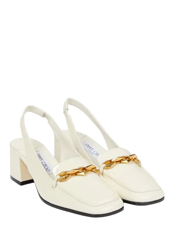 JIMMY CHOO Diamond Tilda 45 Patent Leather Slingback Pumps - White