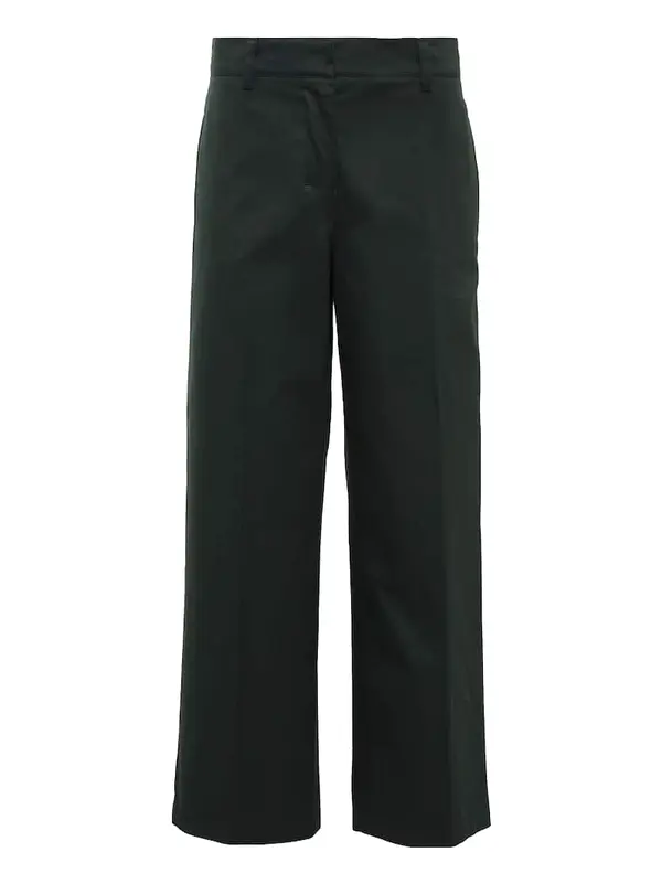 Max Mara Cotton Straight Leg Trousers - Black