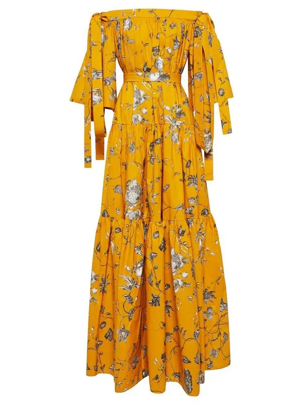 Erdem Floral Cotton Maxi Dress - Yellow