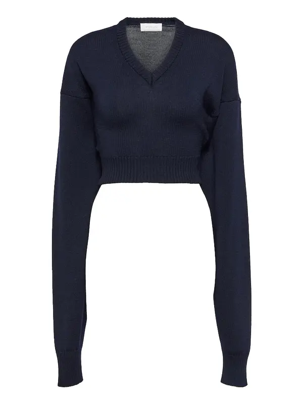 Sportmax Pomez Cropped Wool Sweater - Blue